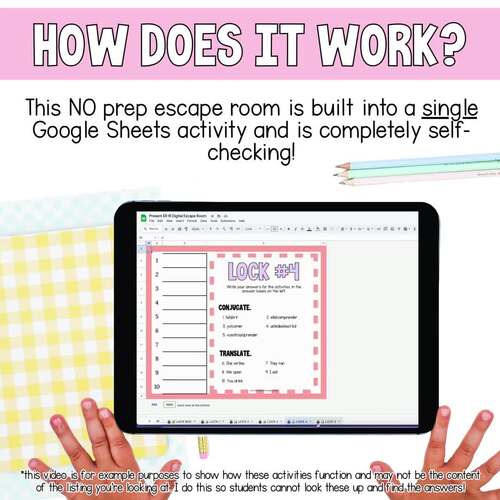No Prep Spanish Present Tense Escape Room Digital Resource Activity