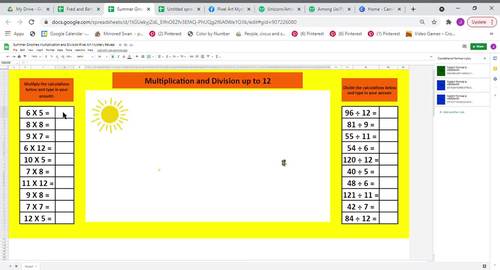 Summer Gnomes Multiplication and Division to 12 Pixel Art Mystery Reveal