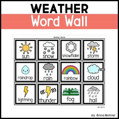 Weather Words with Pictures | Weather Word Wall for ENL and Primary