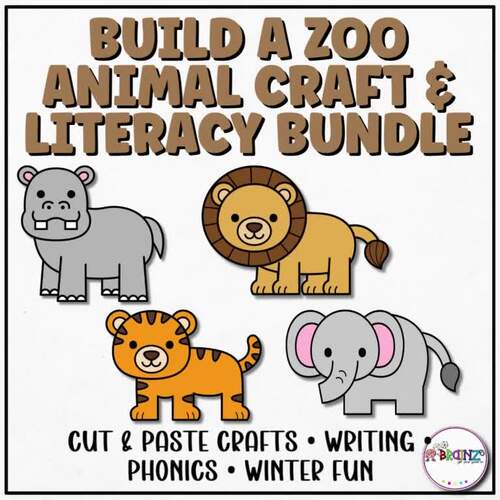 Build a Zoo Animal Bundle | Cut & Paste Crafts, Writing & Literacy ...