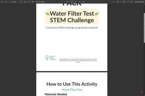 Water Filter STEM Challenge K–2 | Low Prep | Performance Test Activity