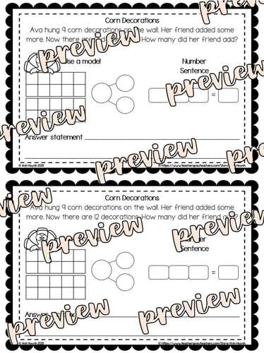Thanksgiving Mixed Word Problems Mini Book | First Grade Addition ...