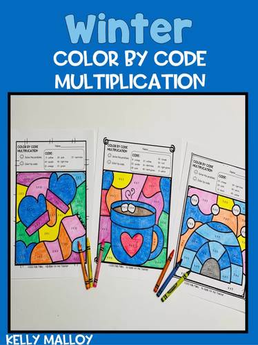 January Coloring Sheet Pages Color by Number Winter Multiplication
