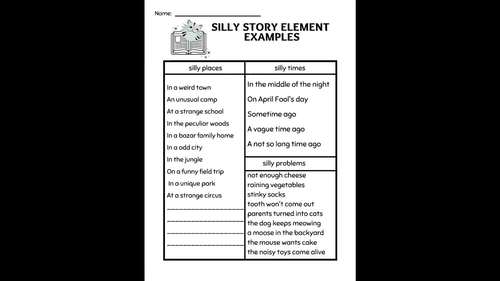 Silly Story Elements Plan and Publish by Diles Files | TPT
