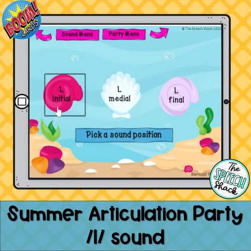 Summer Articulation Party BOOM Cards™ -/l/ sound by The Speech Shack
