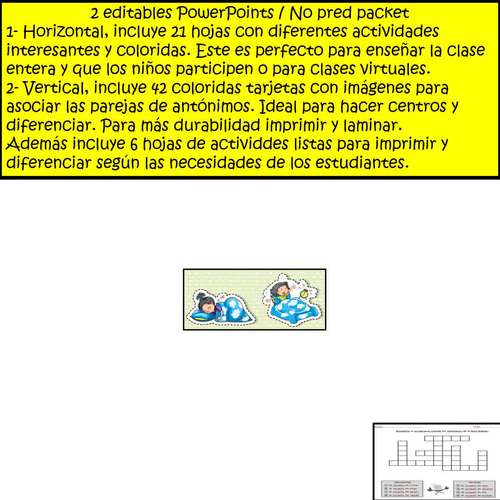 Antónimos (Antonyms) Spanish- PowerPoint & Printable by Insight Butterfly