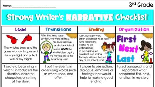 3rd Grade Narrative Writing Checklist by The Self-Sufficient Classroom