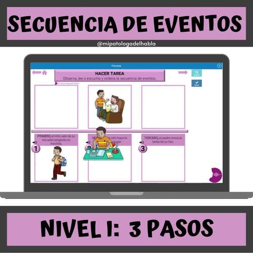 Secuencia de Eventos 3 Pasos Nivel I Sequence of Events Spanish Boom Cards