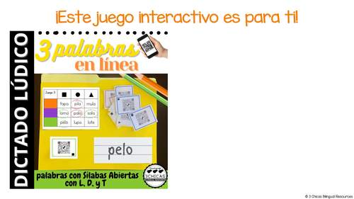 Sílabas Abiertas L T D Juego para la Ortografía de Palabras con audio ...