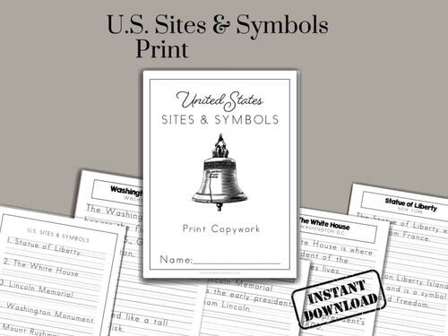 U.S. Sites and Symbols Print Copywork | Handwriting Practice | 1st-4th ...