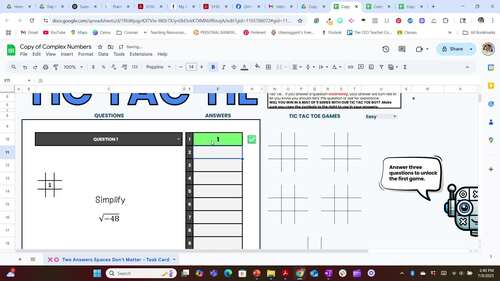 Complex Numbers Algebra 2 Task Cards Activity Self Checking Digital Printable