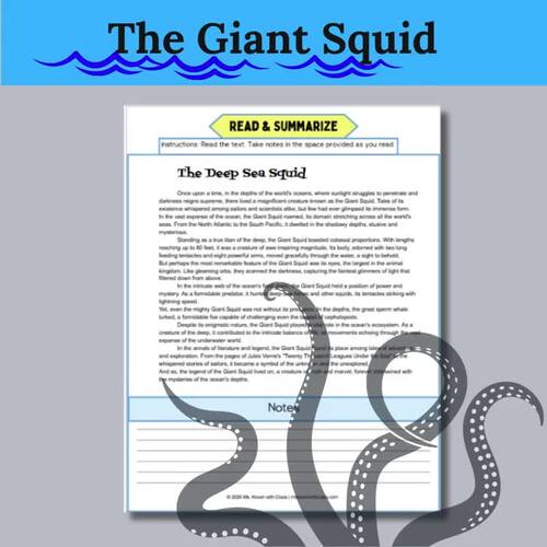 Giant Squid Animal Study | Science Literacy & C.E.R. Lesson | Choice Board