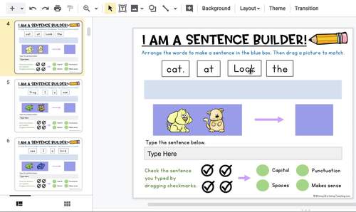 Sentence Builder 1 Digital Version - Distance Learning | TPT