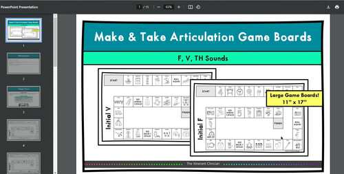 F, V, TH Articulation Activities Speech Therapy Games, Practice & Homework