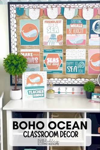 Boho Ocean Theme Classroom Decor Bundle Preschool Classroom Decor