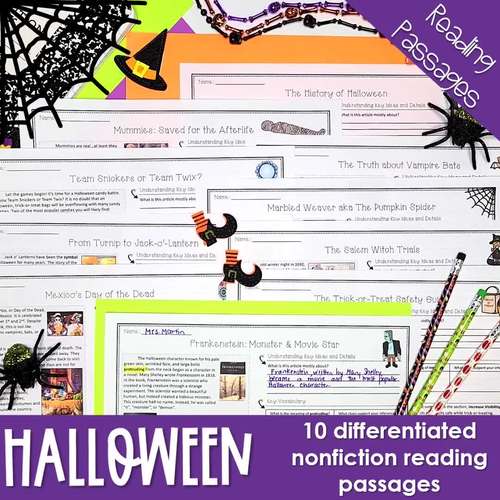 Halloween Nonfiction Reading Comprehension Passages and Questions