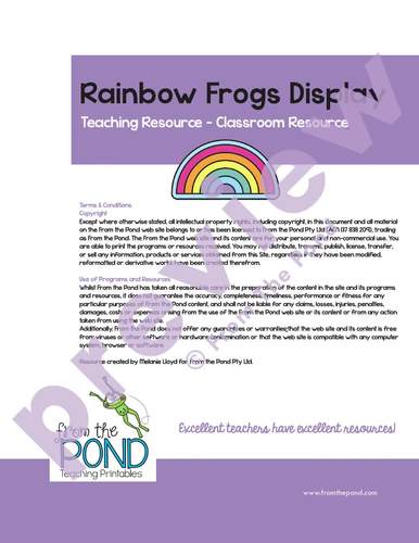 Rainbow Frog Door or Board Display by From the Pond | TPT