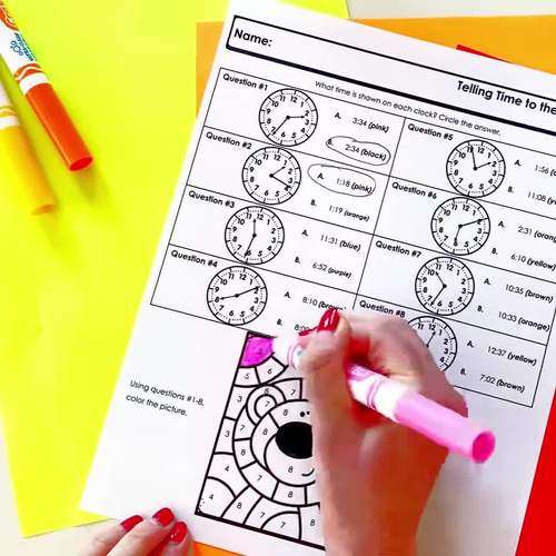 3rd Grade Math Color By Number Worksheets Review BUNDLE by Glitter in Third