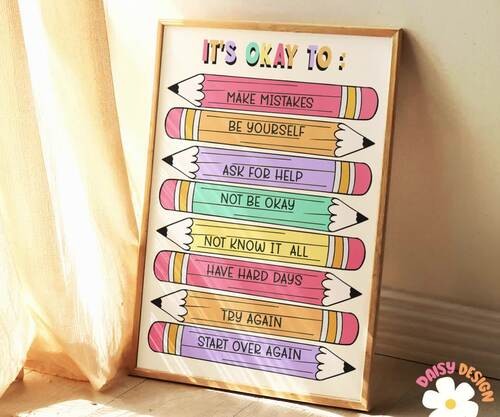Pastel Classroom Inspirational Art Print, Classroom Poster Quote Wall ...