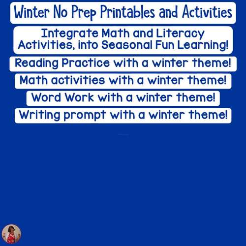 Winter No Prep Activities Literacy and Math Fun! by Elementary Matters