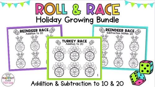 Holiday Roll and Race Math Games - Addition & Subtraction Within 10 ...