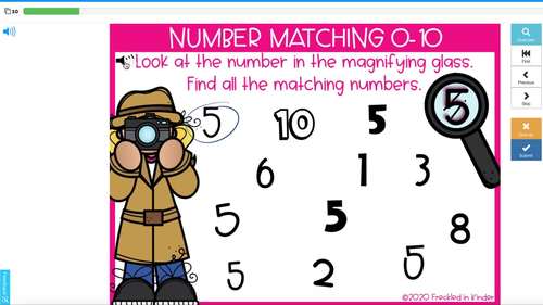 Number Matching 0-10 / Distance Learning / Boom Cards™ by Freckled in ...
