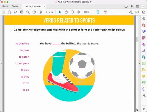 ESL Elementary Lesson: Learn Verbs Related to Sports by ESL Adult Workshop