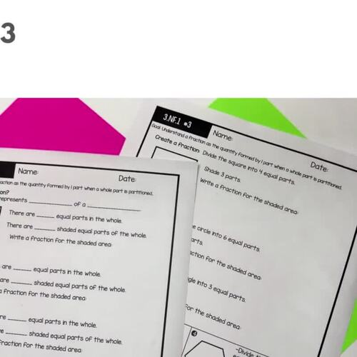 3rd grade Understanding Basic & Unit Fractions Practice Intervention ...