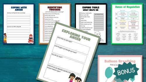 Anger Management Worksheets by Happy Little Kiddos | TPT