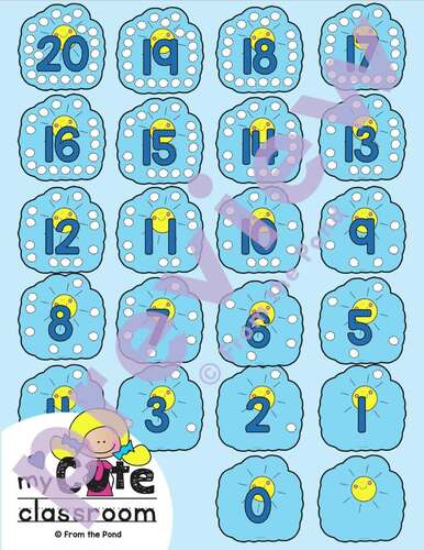 Math Wall Number Display - Sunny by From the Pond | TPT