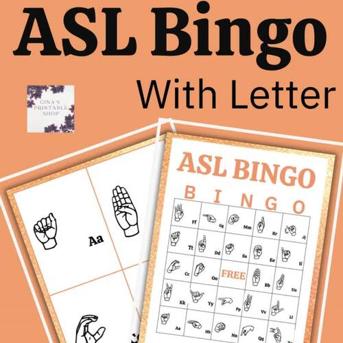 ASL Bingo Game Activity with Alphabet Letter by GinasPrintableShop