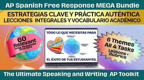 AP Spanish FRQ Bundle | 60 Free Response Prompts + Lessons for All 6 Themes