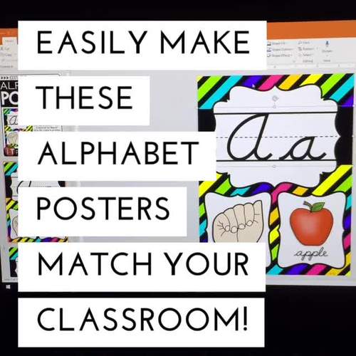 EDITABLE CURSIVE Alphabet Posters with American Sign Language {Neon}