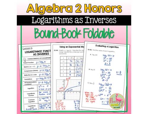 Logarithmic Functions as Inverses Foldable by Flamingo Math by Jean Adams