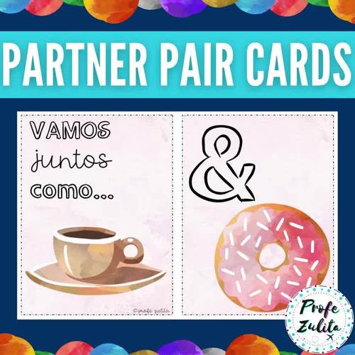 Partner Match Cards in Spanish to Pair Students - 22 Card Pairs by ...