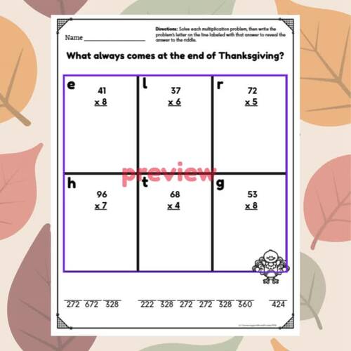 Thanksgiving Multiplication Riddles by Connecting with Social Studies