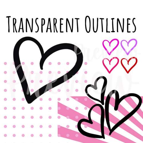 Heart Outlines Clipart with RainbowColors and Shades for Valentine's ...