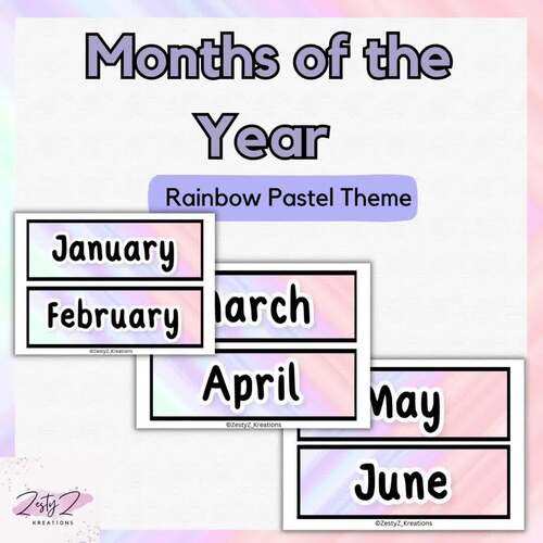 Months of the Year labels | Rainbow Pastel Classroom Decor by ...