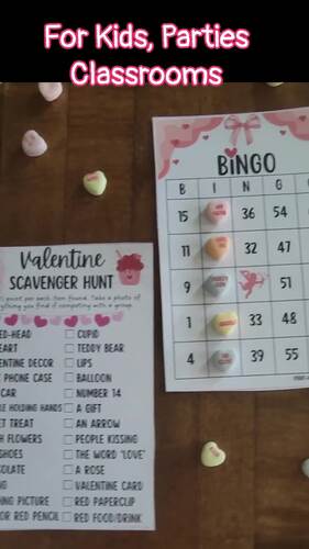Valentine Penguins Bingo Game 40 unique cards with call sheet + number ...