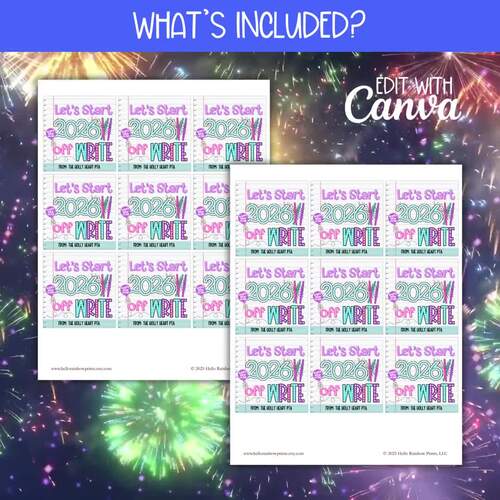 2026 New Year Teacher Flair Pen Gift Tag, Happy New Year Welcome Back ...