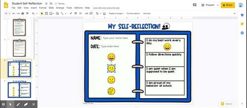 Student Self Reflection Form | Digital Self Reflection Form for Conferences