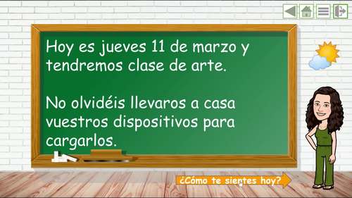 Full-screen interactive class calendar in Spanish/calendario interactivo