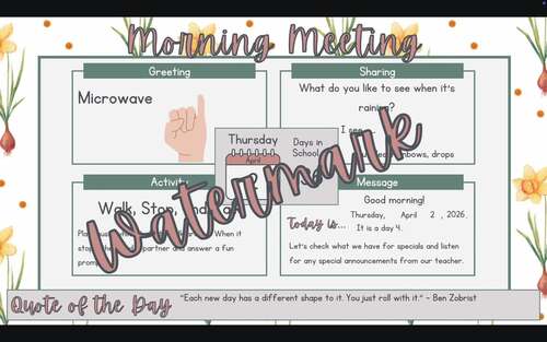 April Morning Meeting Slides | Responsive Classroom | Spring, Weather ...
