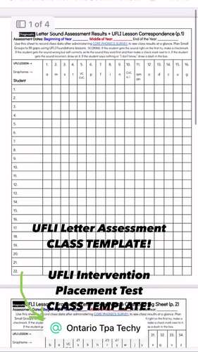 UFLI Letter Sound Assessment + Intervention Planning Class Scoring ...