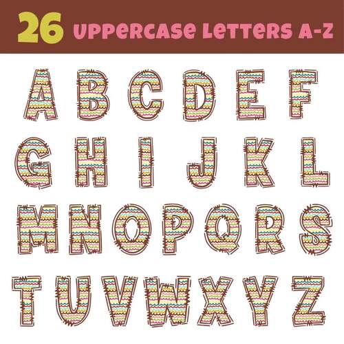 Colorful Wave Pattern Alphabet Letters and Numbers | Classroom Decor