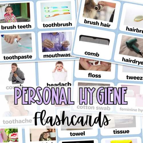 Personal Hygiene Real Photo Flashcards for ESL Speech Social Skills