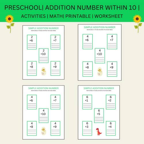 Preschool | Addition Number Within 10 | Activities | Math | Printable ...
