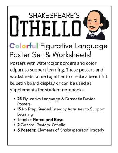 Shakespeare's Othello Colorful Clipart Figurative Language Posters ...