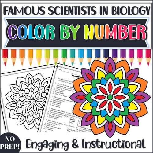 Biology End of Year Famous Scientists Color by Number Activity | TPT