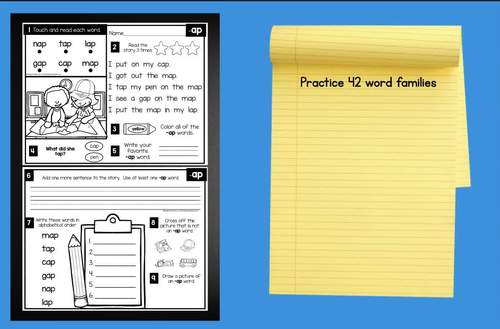 Kindergarten Word Families First Grade Reading Phonics Fluency ...